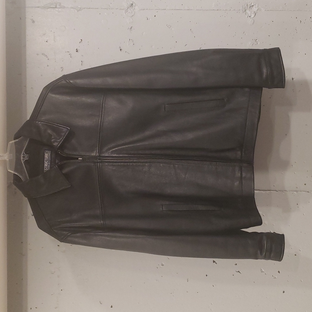 Structure Men's Black Pebbled Leather Jacket. Size La… - Gem